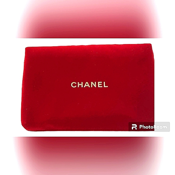 CHANEL | Bags | Chanel Authentic Red Velvet Cosmetic Bag With Gold Trim ...